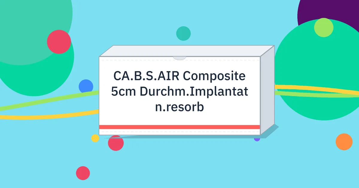 Symbolbild: Packung mit der Aufschrift CA.B.S.AIR Composite 5cm Durchm.Implantat n.resorb (PZN 19504909) – Verfügbarkeit und Bezug in Apotheken in Frankfurt am Main