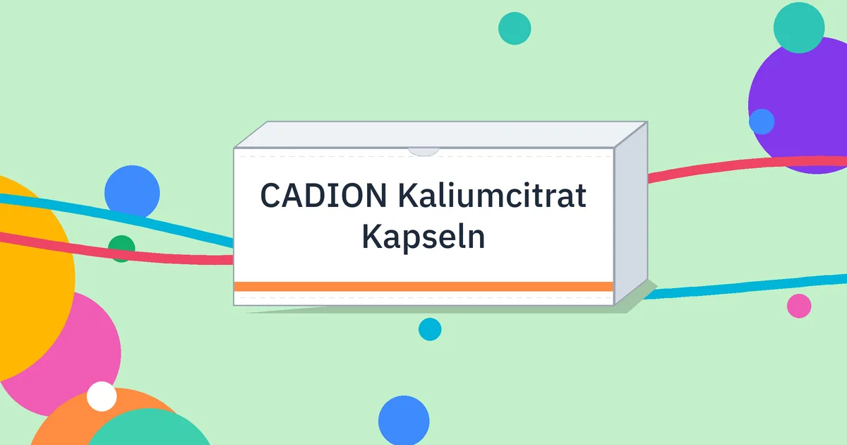 Symbolbild: Packung mit der Aufschrift CADION Kaliumcitrat Kapseln (PZN 15577449) – Verfügbarkeit und Bezug in Apotheken in Frankfurt am Main