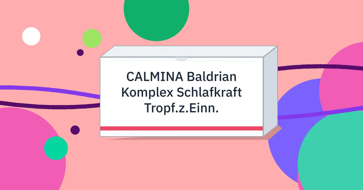 Symbolbild: Packung mit der Aufschrift CALMINA Baldrian Komplex Schlafkraft Tropf.z.Einn. (PZN 19174955) – Verfügbarkeit und Bezug in Apotheken in Frankfurt am Main