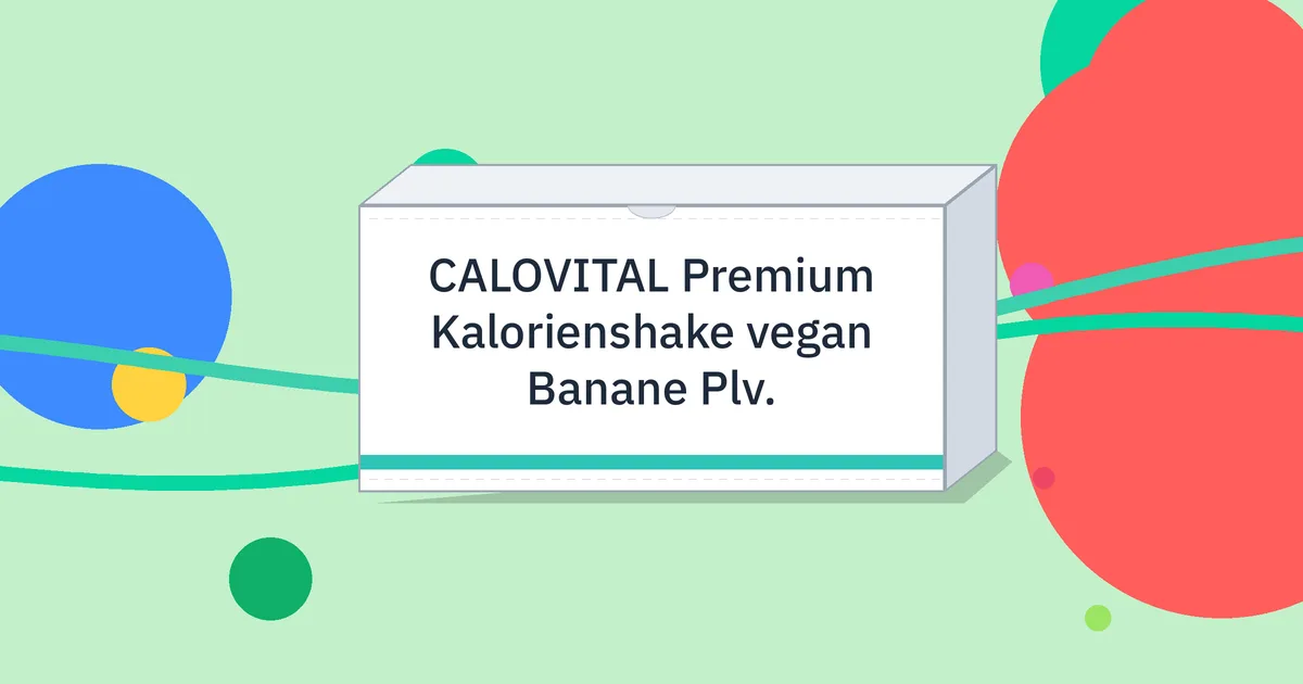 Symbolbild: Packung mit der Aufschrift CALOVITAL Premium Kalorienshake vegan Banane Plv. (PZN 20026148) – Verfügbarkeit und Bezug in Apotheken in Frankfurt am Main
