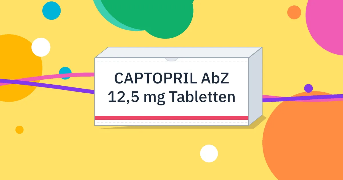 Symbolbild: Packung mit der Aufschrift CAPTOPRIL AbZ 12,5 mg Tabletten (PZN 01015110) – Verfügbarkeit und Bezug in Apotheken in Frankfurt am Main