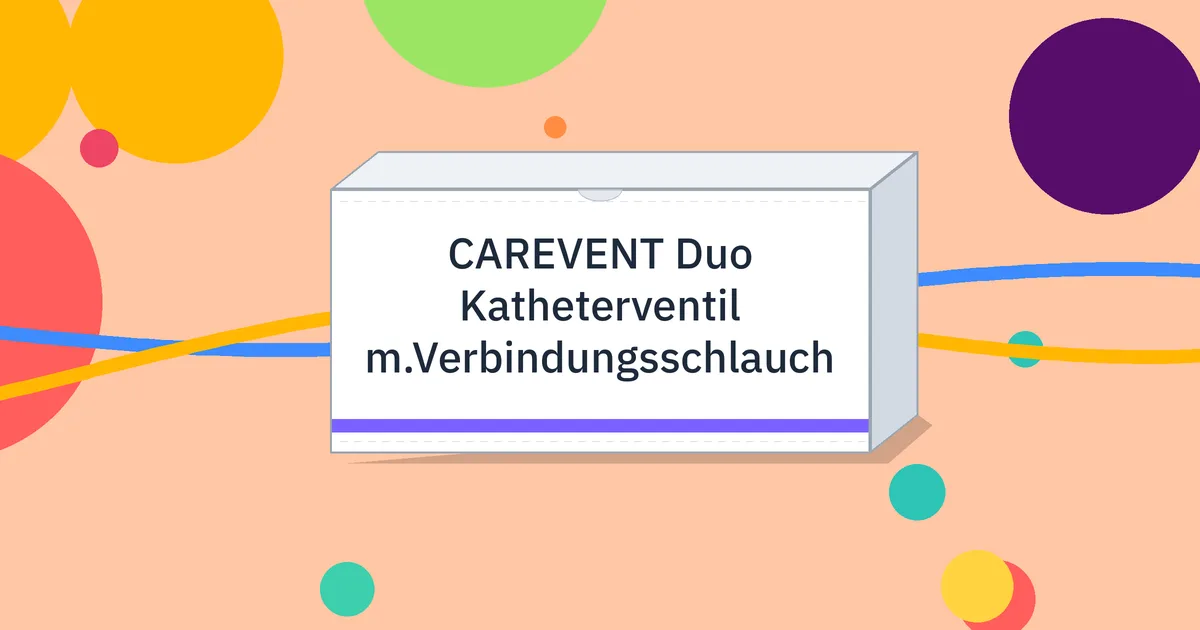 Symbolbild: Packung mit der Aufschrift CAREVENT Duo Katheterventil m.Verbindungsschlauch (PZN 04211159) – Verfügbarkeit und Bezug in Apotheken in Frankfurt am Main