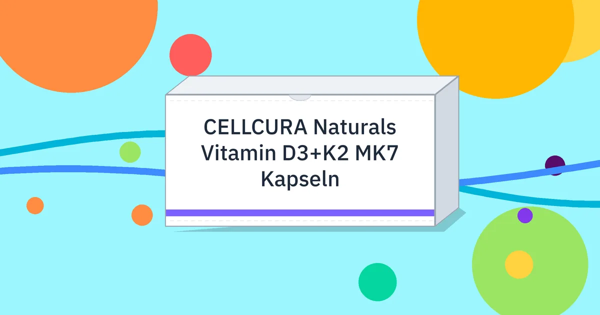 Symbolbild: Packung mit der Aufschrift CELLCURA Naturals Vitamin D3+K2 MK7 Kapseln (PZN 19905264) – Verfügbarkeit und Bezug in Apotheken in Frankfurt am Main