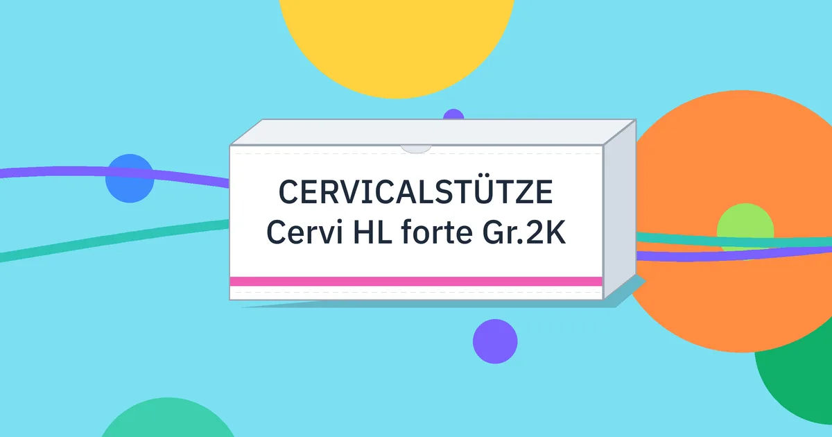 Symbolbild: Packung mit der Aufschrift CERVICALSTÜTZE Cervi HL forte Gr.2K (PZN 02885735) – Verfügbarkeit und Bezug in Apotheken in Frankfurt am Main