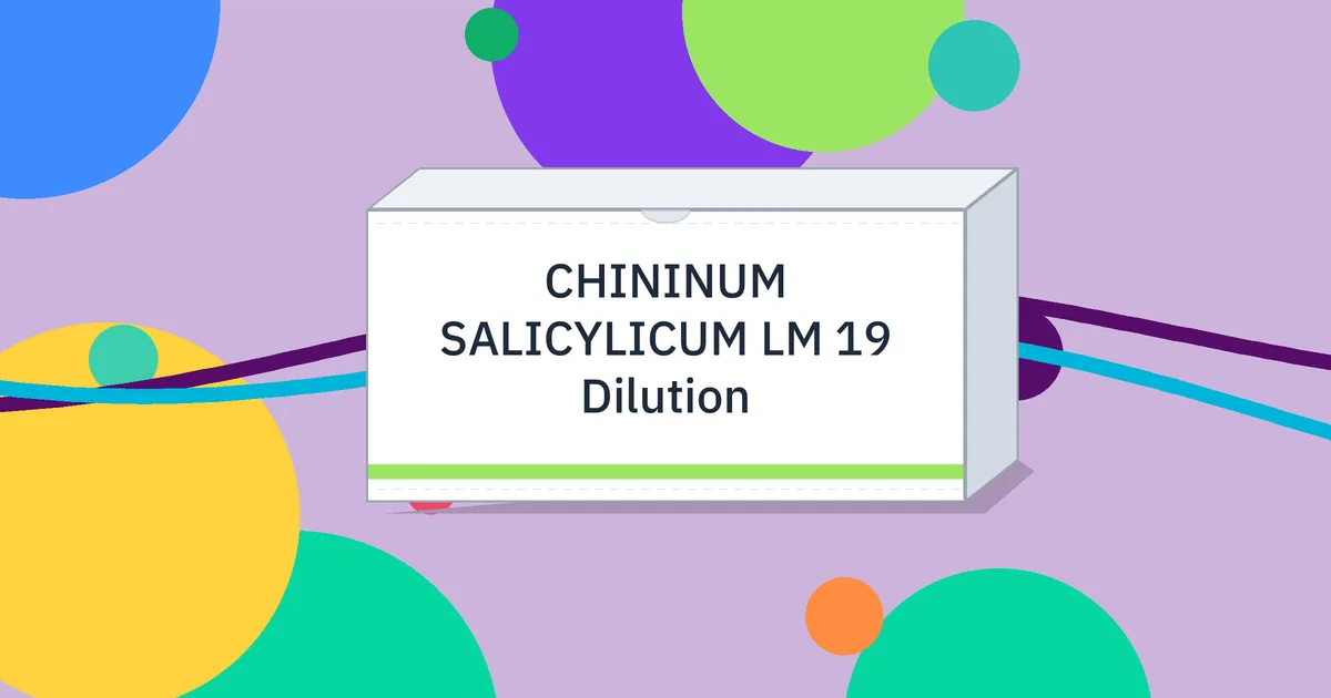 Symbolbild: Packung mit der Aufschrift CHININUM SALICYLICUM LM 19 Dilution (PZN 12815687) – Verfügbarkeit und Bezug in Apotheken in Frankfurt am Main