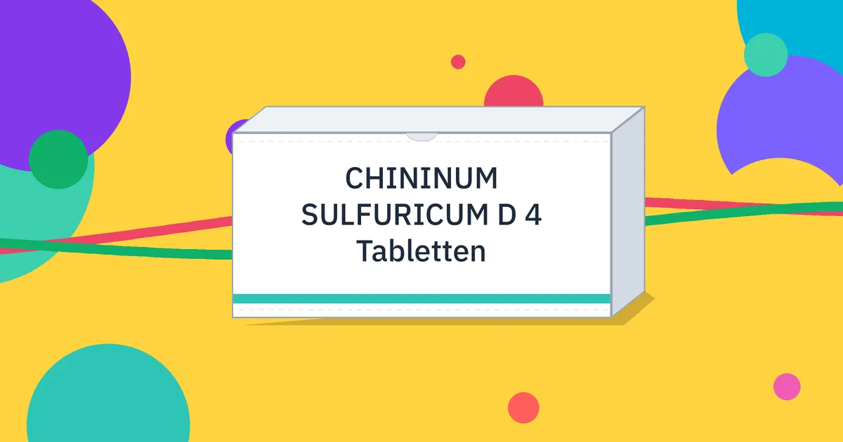 Symbolbild: Packung mit der Aufschrift CHININUM SULFURICUM D 4 Tabletten (PZN 02628228) – Verfügbarkeit und Bezug in Apotheken in Frankfurt am Main