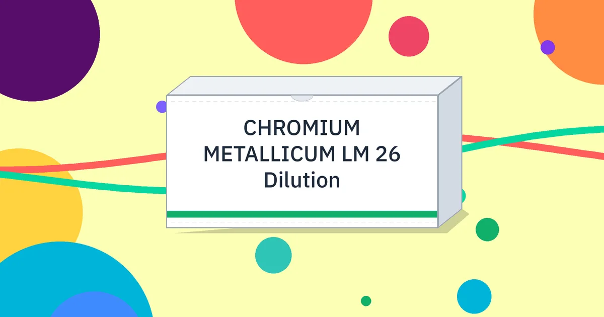 Symbolbild: Packung mit der Aufschrift CHROMIUM METALLICUM LM 26 Dilution (PZN 12817976) – Verfügbarkeit und Bezug in Apotheken in Frankfurt am Main