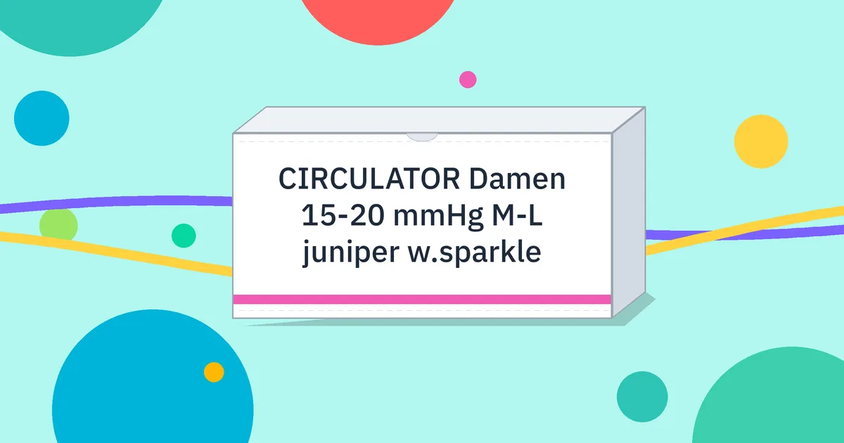 Symbolbild: Packung mit der Aufschrift CIRCULATOR Damen 15-20 mmHg M-L juniper w.sparkle (PZN 20112540) – Verfügbarkeit und Bezug in Apotheken in Frankfurt am Main