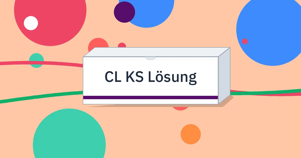 Symbolbild: Packung mit der Aufschrift CL KS Lösung (PZN 02334538) – Verfügbarkeit und Bezug in Apotheken in Frankfurt am Main
