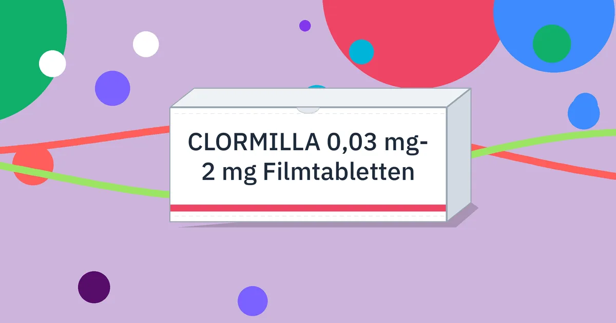 Symbolbild: Packung mit der Aufschrift CLORMILLA 0,03 mg-2 mg Filmtabletten (PZN 17946968) – Verfügbarkeit und Bezug in Apotheken in Frankfurt am Main