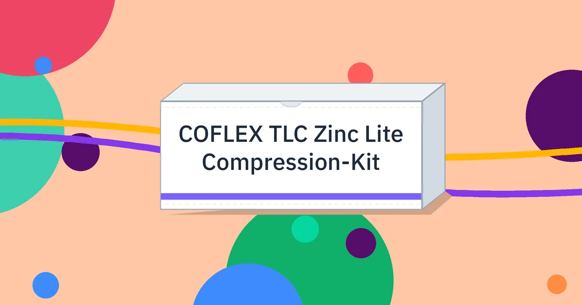 Symbolbild: Packung mit der Aufschrift COFLEX TLC Zinc Lite Compression-Kit (PZN 17558485) – Verfügbarkeit und Bezug in Apotheken in Frankfurt am Main