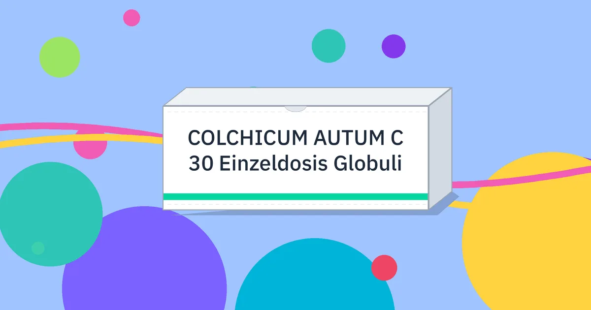 Symbolbild: Packung mit der Aufschrift COLCHICUM AUTUM C 30 Einzeldosis Globuli (PZN 01542708) – Verfügbarkeit und Bezug in Apotheken in Frankfurt am Main