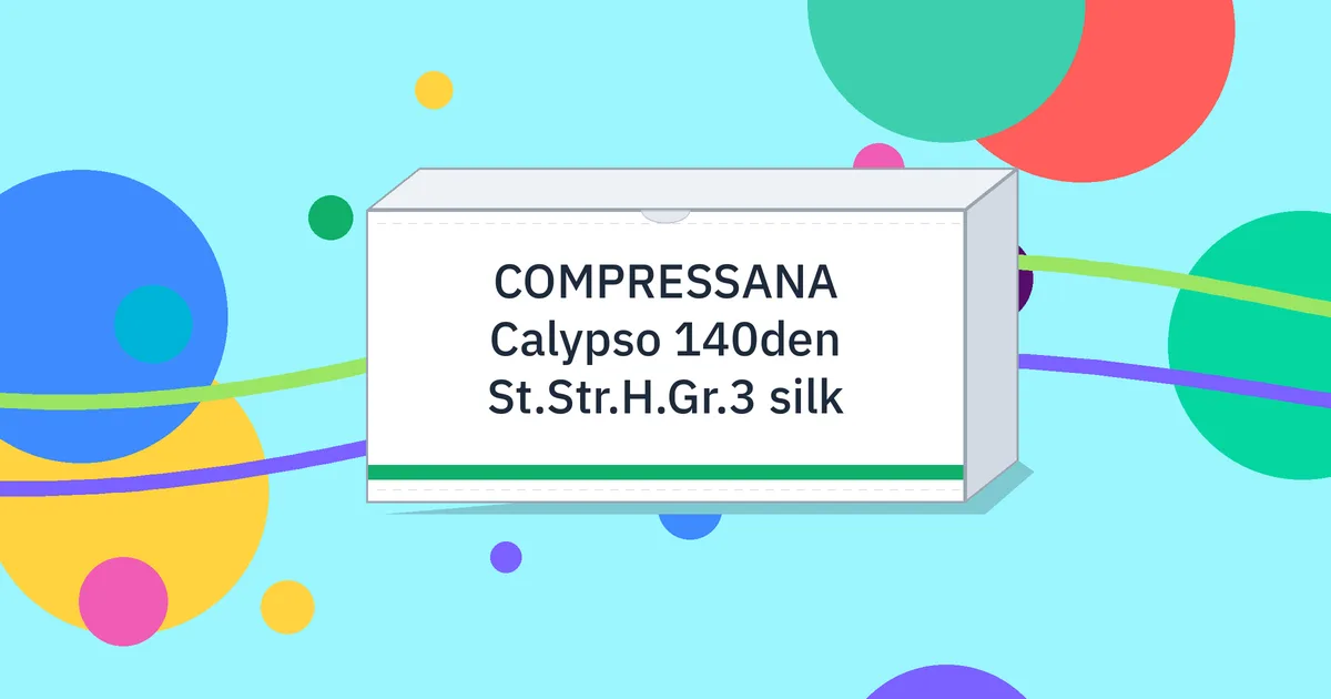 Symbolbild: Packung mit der Aufschrift COMPRESSANA Calypso 140den St.Str.H.Gr.3 silk (PZN 07720163) – Verfügbarkeit und Bezug in Apotheken in Frankfurt am Main