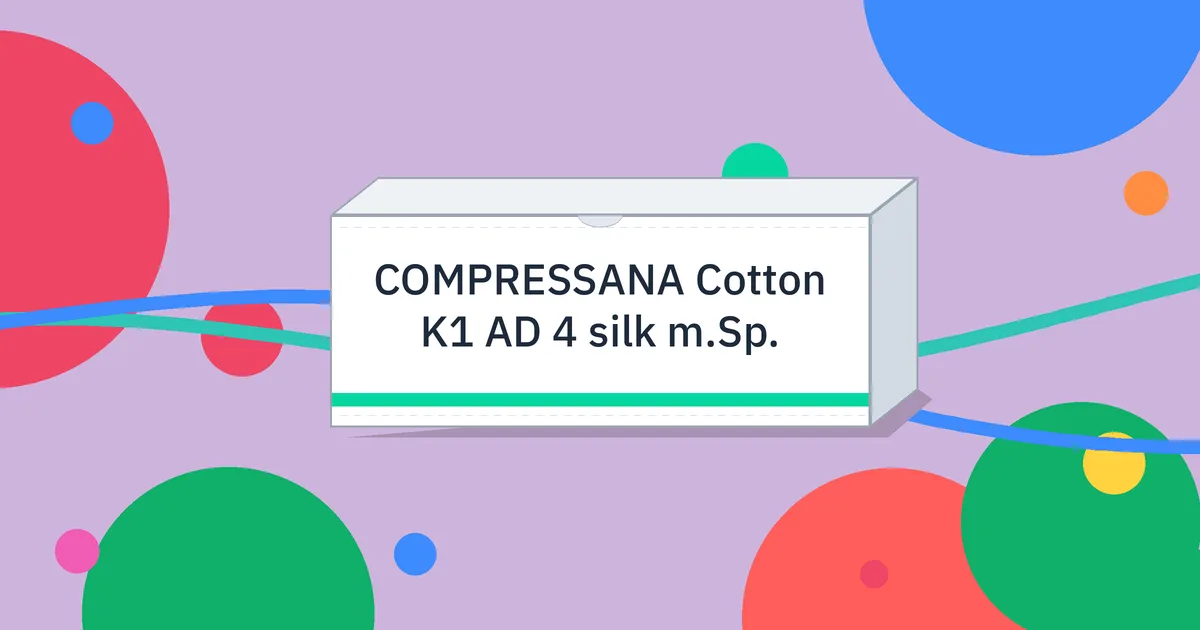 Symbolbild: Packung mit der Aufschrift COMPRESSANA Cotton K1 AD 4 silk m.Sp. (PZN 10215575) – Verfügbarkeit und Bezug in Apotheken in Frankfurt am Main