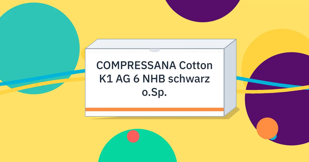 Symbolbild: Packung mit der Aufschrift COMPRESSANA Cotton K1 AG 6 NHB schwarz o.Sp. (PZN 11393698) – Verfügbarkeit und Bezug in Apotheken in Frankfurt am Main