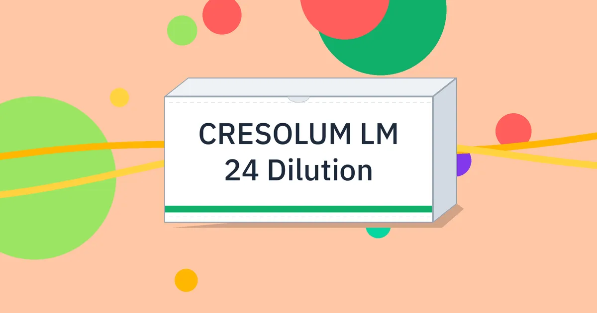 Symbolbild: Packung mit der Aufschrift CRESOLUM LM 24 Dilution (PZN 13456463) – Verfügbarkeit und Bezug in Apotheken in Frankfurt am Main