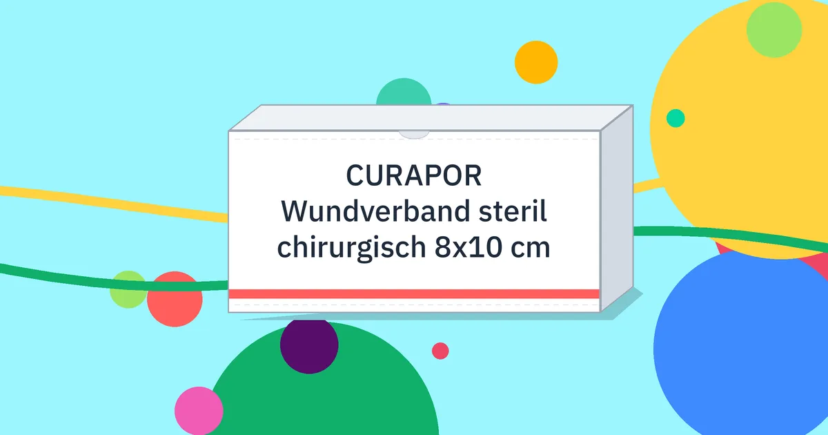 Symbolbild: Packung mit der Aufschrift CURAPOR Wundverband steril chirurgisch 8x10 cm (PZN 20892006) – Verfügbarkeit und Bezug in Apotheken in Frankfurt am Main