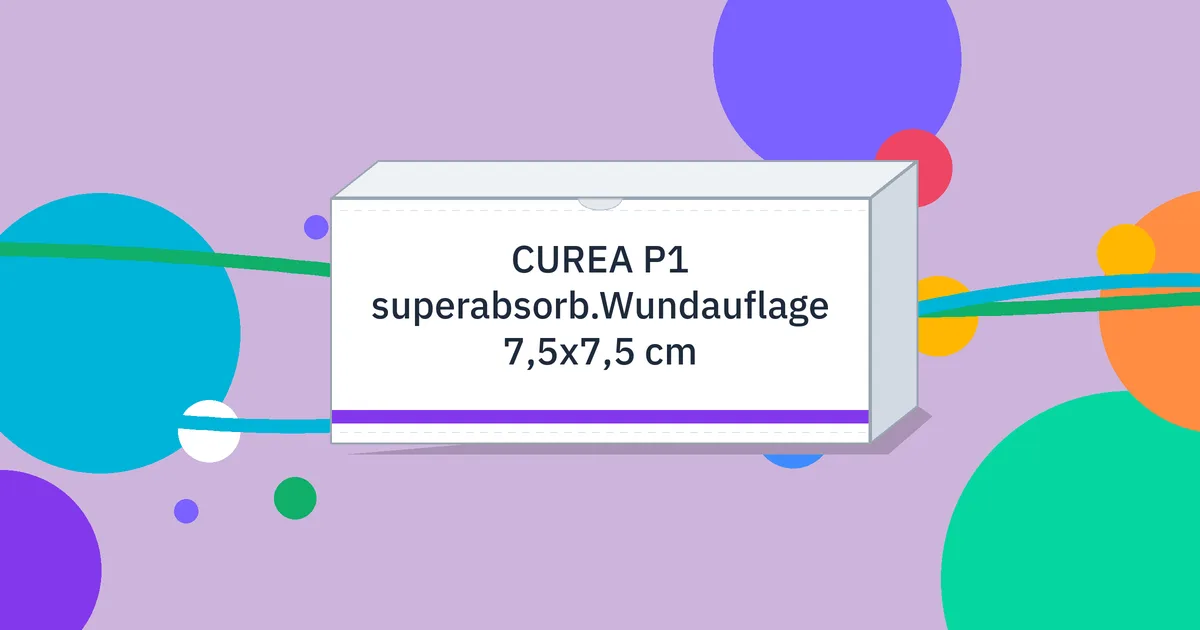 Symbolbild: Packung mit der Aufschrift CUREA P1 superabsorb.Wundauflage 7,5x7,5 cm (PZN 04122220) – Verfügbarkeit und Bezug in Apotheken in Frankfurt am Main