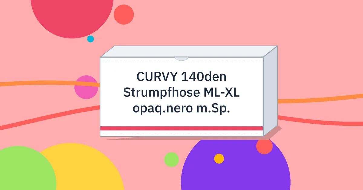 Symbolbild: Packung mit der Aufschrift CURVY 140den Strumpfhose ML-XL opaq.nero m.Sp. (PZN 16354160) – Verfügbarkeit und Bezug in Apotheken in Frankfurt am Main
