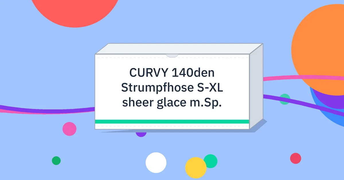Symbolbild: Packung mit der Aufschrift CURVY 140den Strumpfhose S-XL sheer glace m.Sp. (PZN 16175492) – Verfügbarkeit und Bezug in Apotheken in Frankfurt am Main