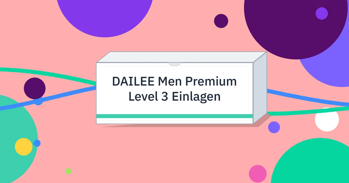 Symbolbild: Packung mit der Aufschrift DAILEE Men Premium Level 3 Einlagen (PZN 19849790) – Verfügbarkeit und Bezug in Apotheken in Frankfurt am Main