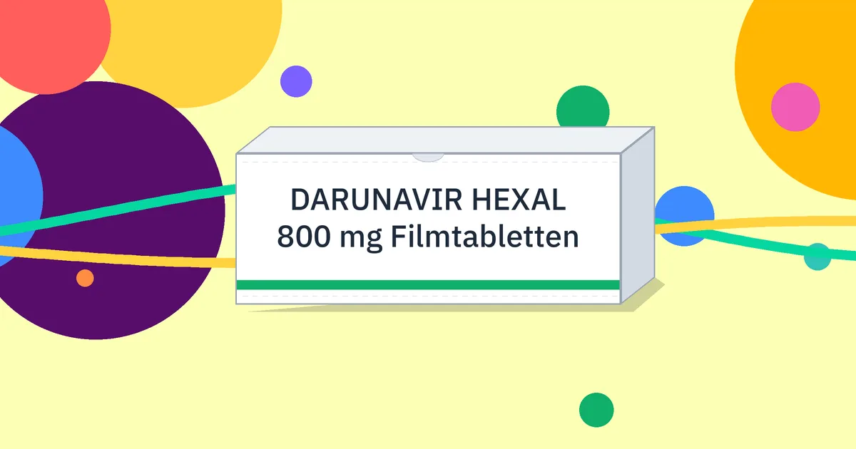 Symbolbild: Packung mit der Aufschrift DARUNAVIR HEXAL 800 mg Filmtabletten (PZN 19301767) – Verfügbarkeit und Bezug in Apotheken in Frankfurt am Main