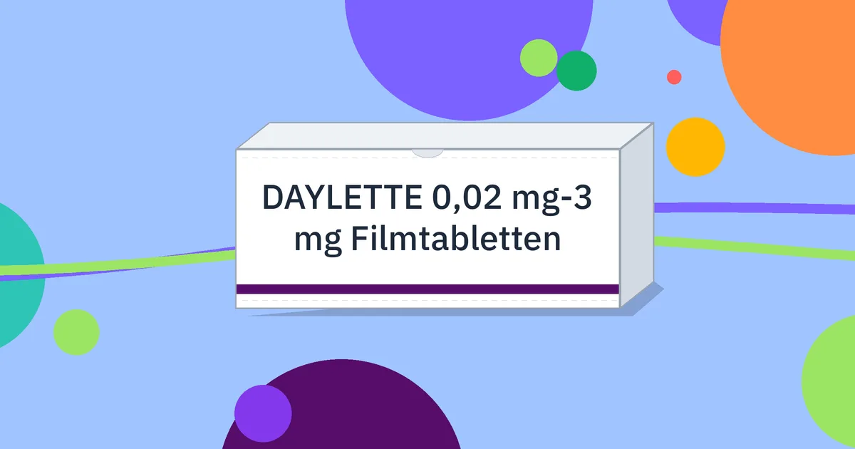 Symbolbild: Packung mit der Aufschrift DAYLETTE 0,02 mg-3 mg Filmtabletten (PZN 15746774) – Verfügbarkeit und Bezug in Apotheken in Frankfurt am Main