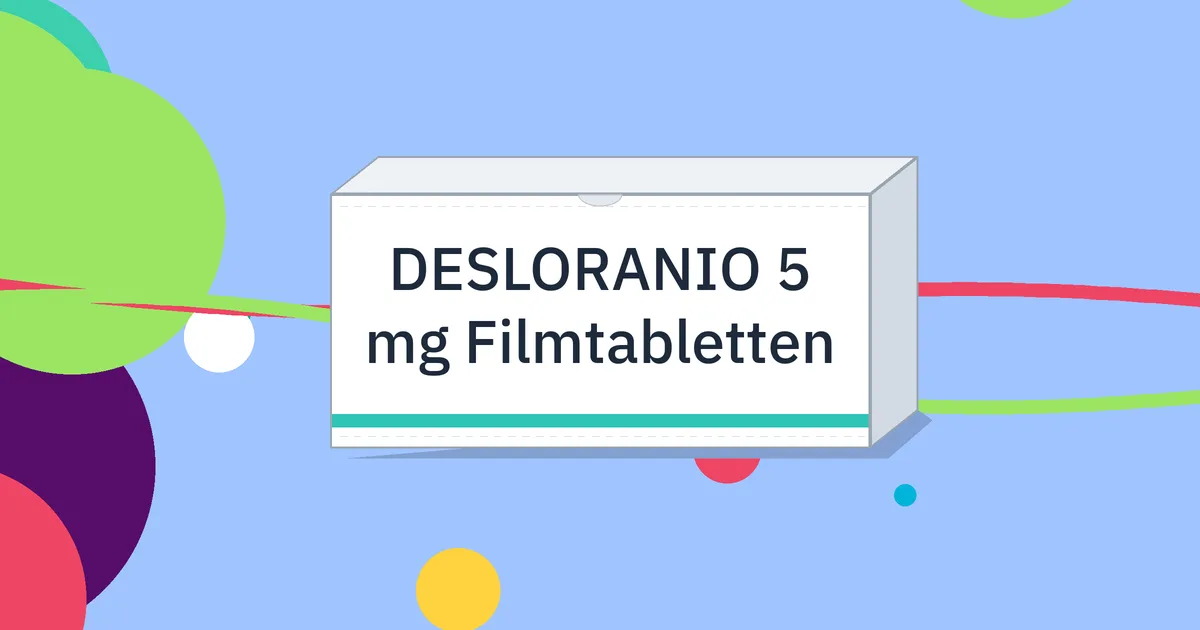 Symbolbild: Packung mit der Aufschrift DESLORANIO 5 mg Filmtabletten (PZN 17627192) – Verfügbarkeit und Bezug in Apotheken in Frankfurt am Main
