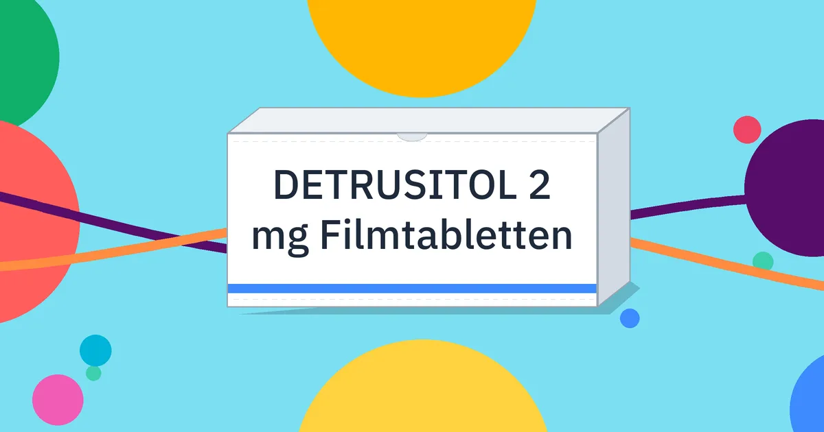 Symbolbild: Packung mit der Aufschrift DETRUSITOL 2 mg Filmtabletten (PZN 08759954) – Verfügbarkeit und Bezug in Apotheken in Frankfurt am Main