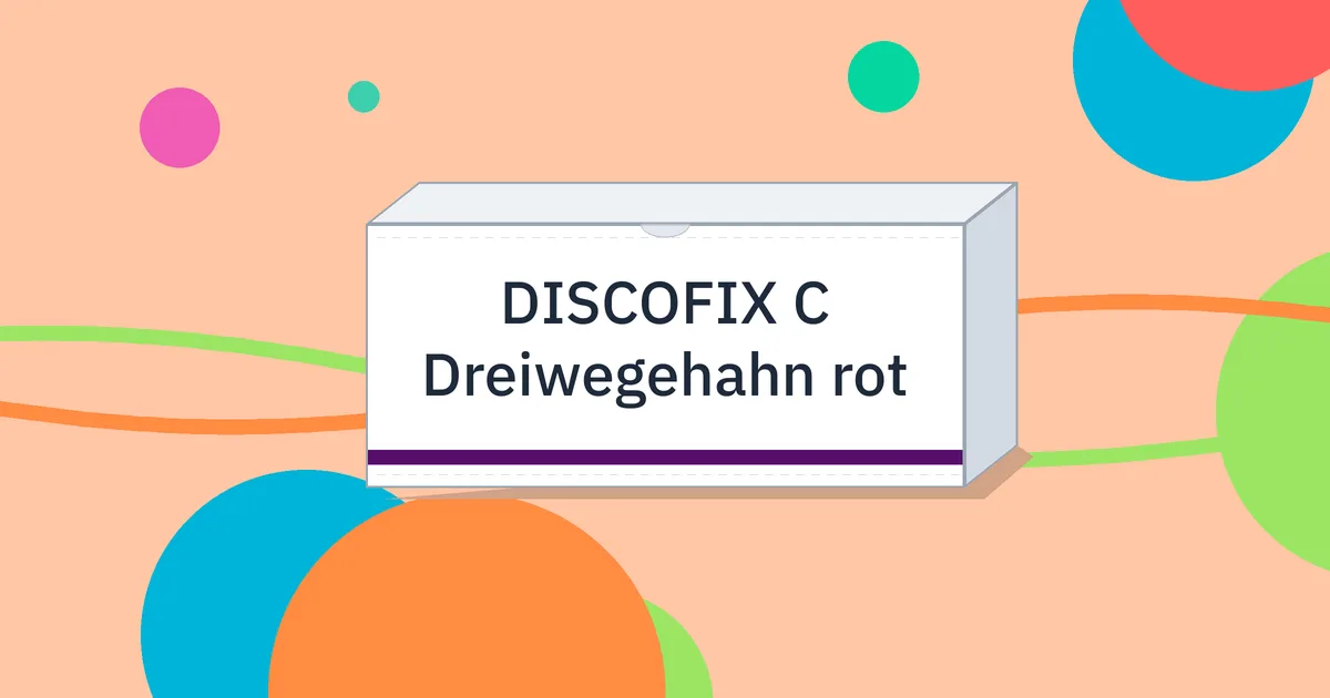 Symbolbild: Packung mit der Aufschrift DISCOFIX C Dreiwegehahn rot (PZN 03672473) – Verfügbarkeit und Bezug in Apotheken in Frankfurt am Main