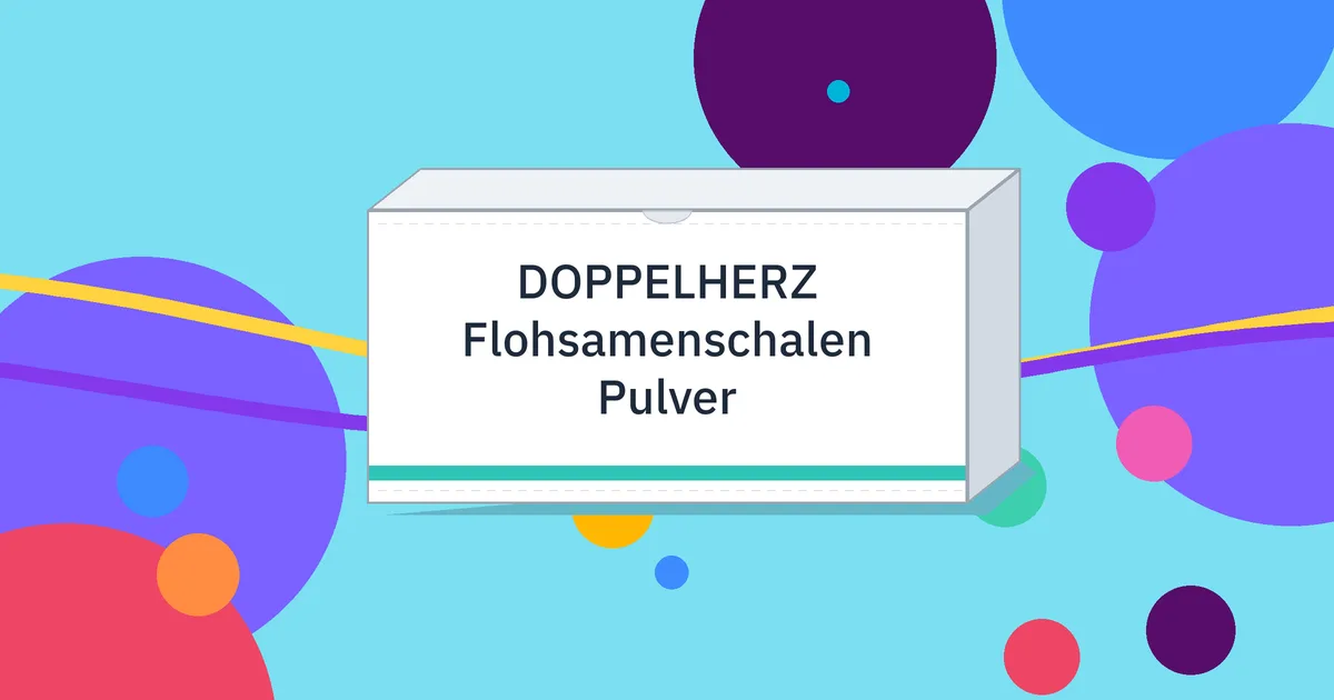 Symbolbild: Packung mit der Aufschrift DOPPELHERZ Flohsamenschalen Pulver (PZN 12454290) – Verfügbarkeit und Bezug in Apotheken in Frankfurt am Main