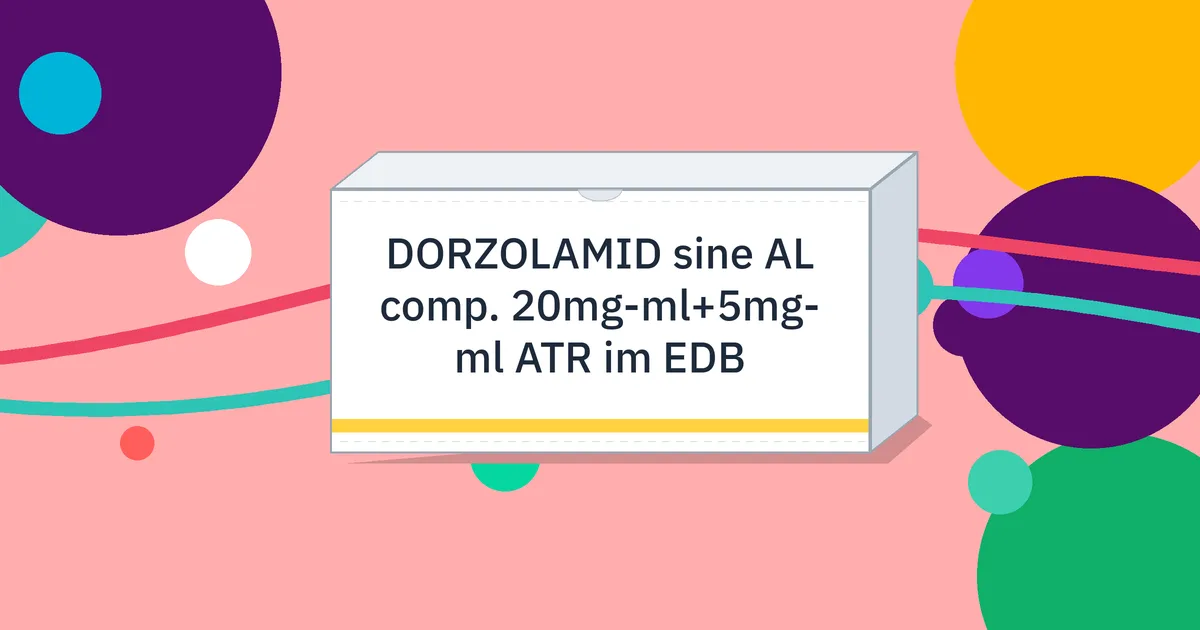 Symbolbild: Packung mit der Aufschrift DORZOLAMID sine AL comp. 20mg-ml+5mg-ml ATR im EDB (PZN 18010938) – Verfügbarkeit und Bezug in Apotheken in Frankfurt am Main
