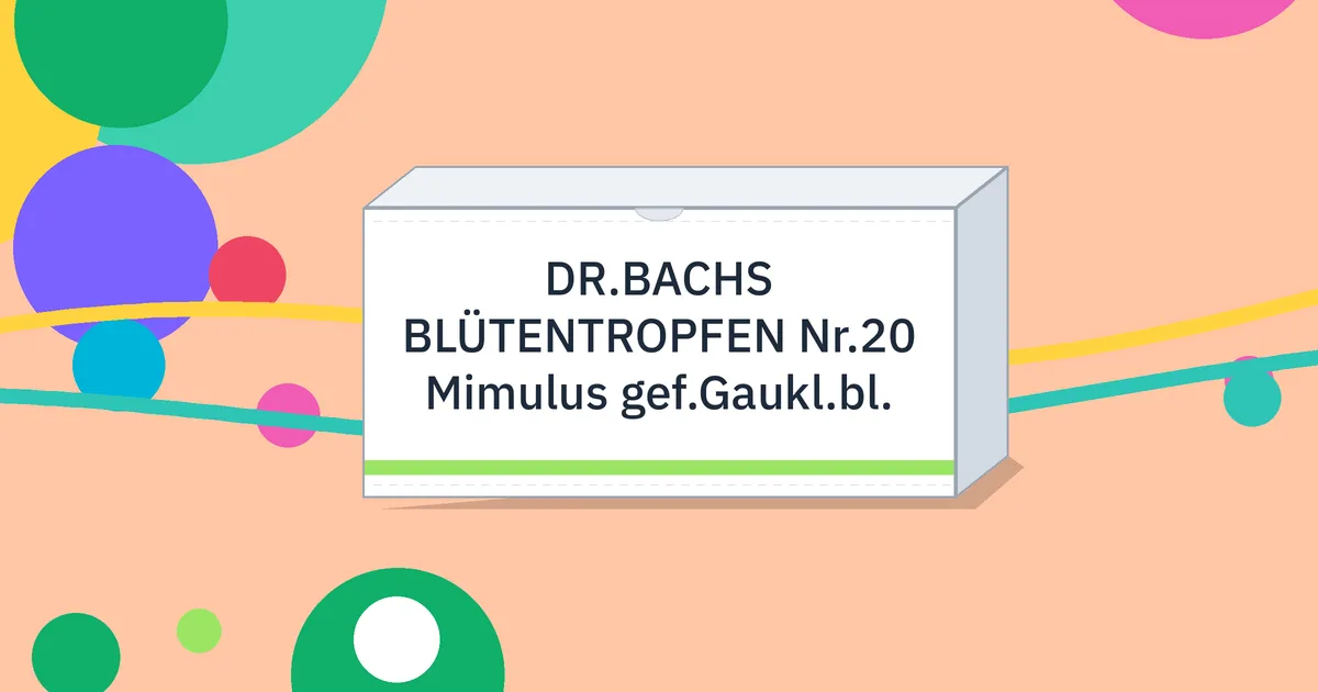 Symbolbild: Packung mit der Aufschrift DR.BACHS BLÜTENTROPFEN Nr.20 Mimulus gef.Gaukl.bl. (PZN 17193523) – Verfügbarkeit und Bezug in Apotheken in Frankfurt am Main