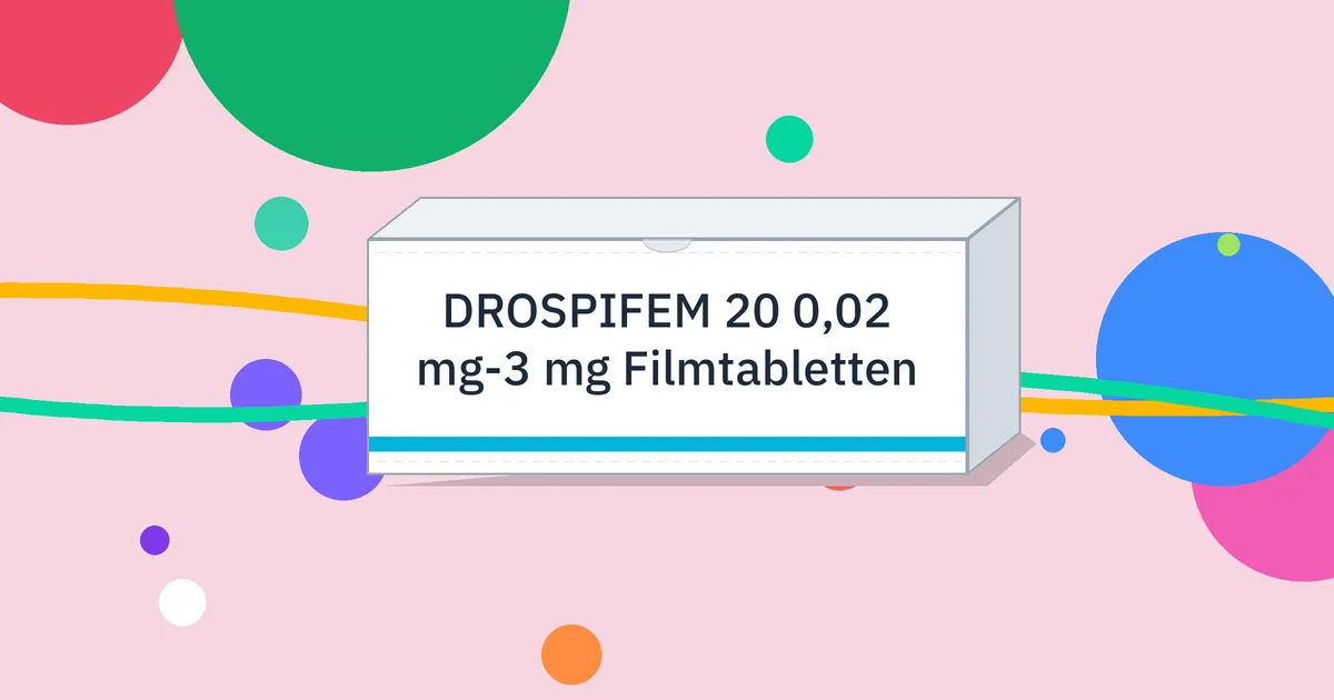Symbolbild: Packung mit der Aufschrift DROSPIFEM 20 0,02 mg-3 mg Filmtabletten (PZN 10276507) – Verfügbarkeit und Bezug in Apotheken in Frankfurt am Main
