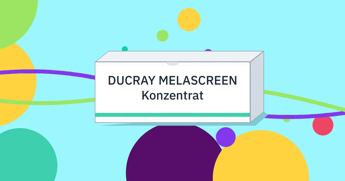 Symbolbild: Packung mit der Aufschrift DUCRAY MELASCREEN Konzentrat (PZN 18001862) – Verfügbarkeit und Bezug in Apotheken in Frankfurt am Main