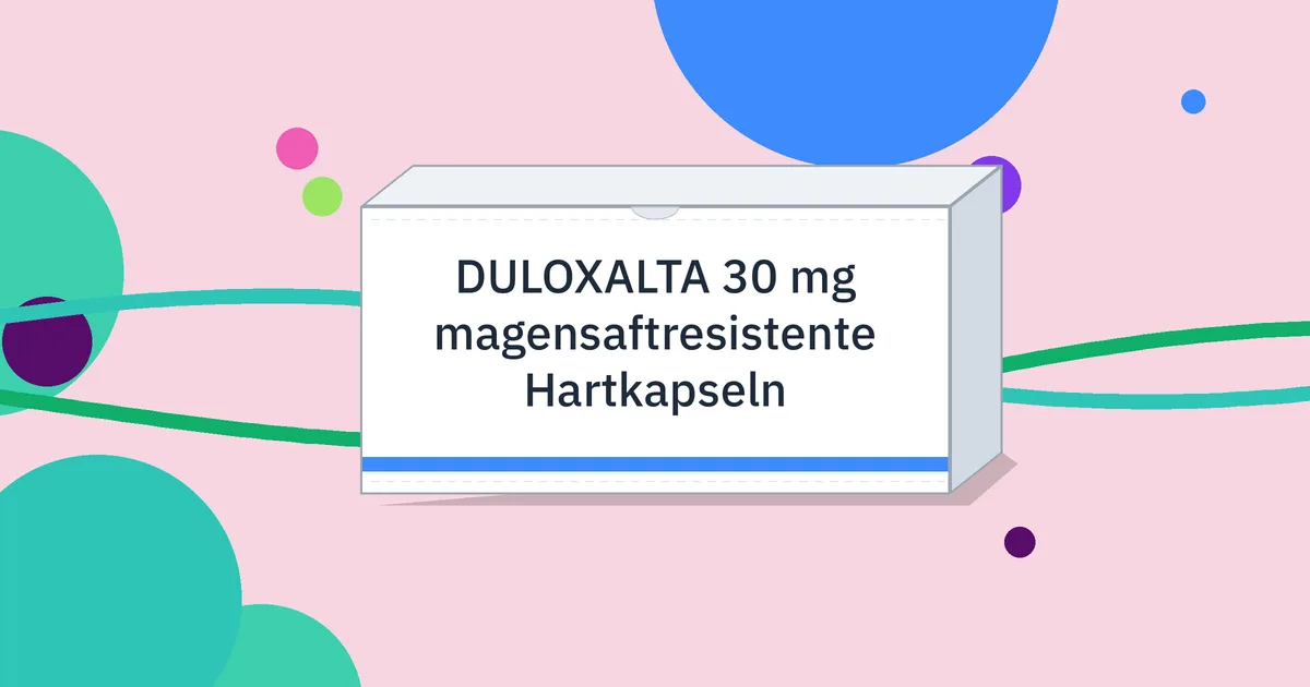 Symbolbild: Packung mit der Aufschrift DULOXALTA 30 mg magensaftresistente Hartkapseln (PZN 18169840) – Verfügbarkeit und Bezug in Apotheken in Frankfurt am Main