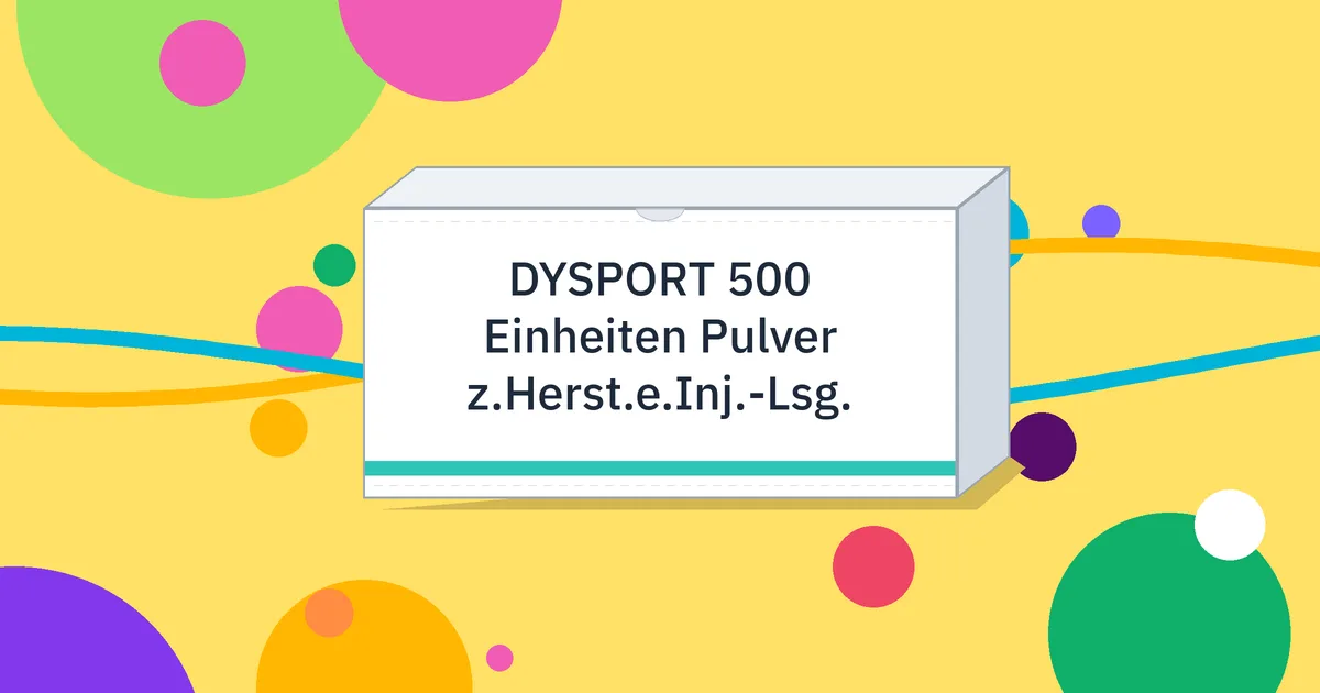 Symbolbild: Packung mit der Aufschrift DYSPORT 500 Einheiten Pulver z.Herst.e.Inj.-Lsg. (PZN 15579230) – Verfügbarkeit und Bezug in Apotheken in Frankfurt am Main