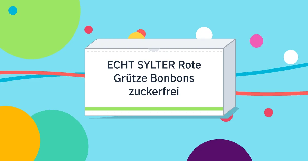 Symbolbild: Packung mit der Aufschrift ECHT SYLTER Rote Grütze Bonbons zuckerfrei (PZN 01260849) – Verfügbarkeit und Bezug in Apotheken in Frankfurt am Main