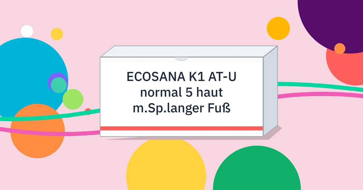 Symbolbild: Packung mit der Aufschrift ECOSANA K1 AT-U normal 5 haut m.Sp.langer Fuß (PZN 04734638) – Verfügbarkeit und Bezug in Apotheken in Frankfurt am Main
