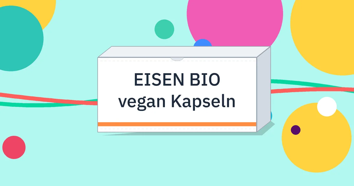 Symbolbild: Packung mit der Aufschrift EISEN BIO vegan Kapseln (PZN 17863863) – Verfügbarkeit und Bezug in Apotheken in Frankfurt am Main