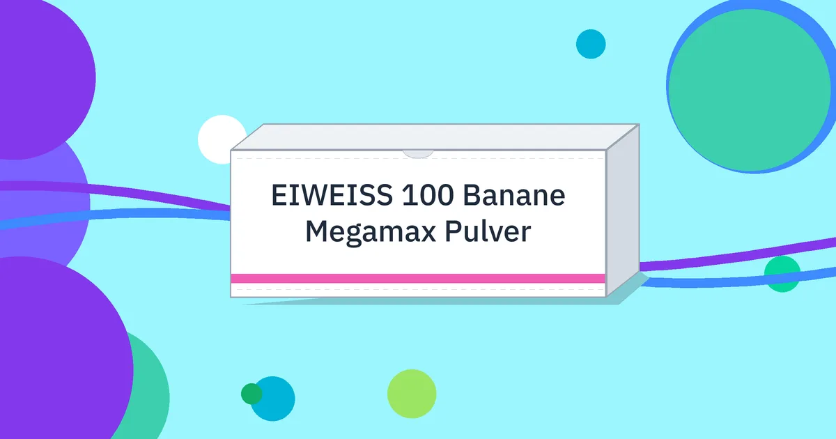 Symbolbild: Packung mit der Aufschrift EIWEISS 100 Banane Megamax Pulver (PZN 07378196) – Verfügbarkeit und Bezug in Apotheken in Frankfurt am Main