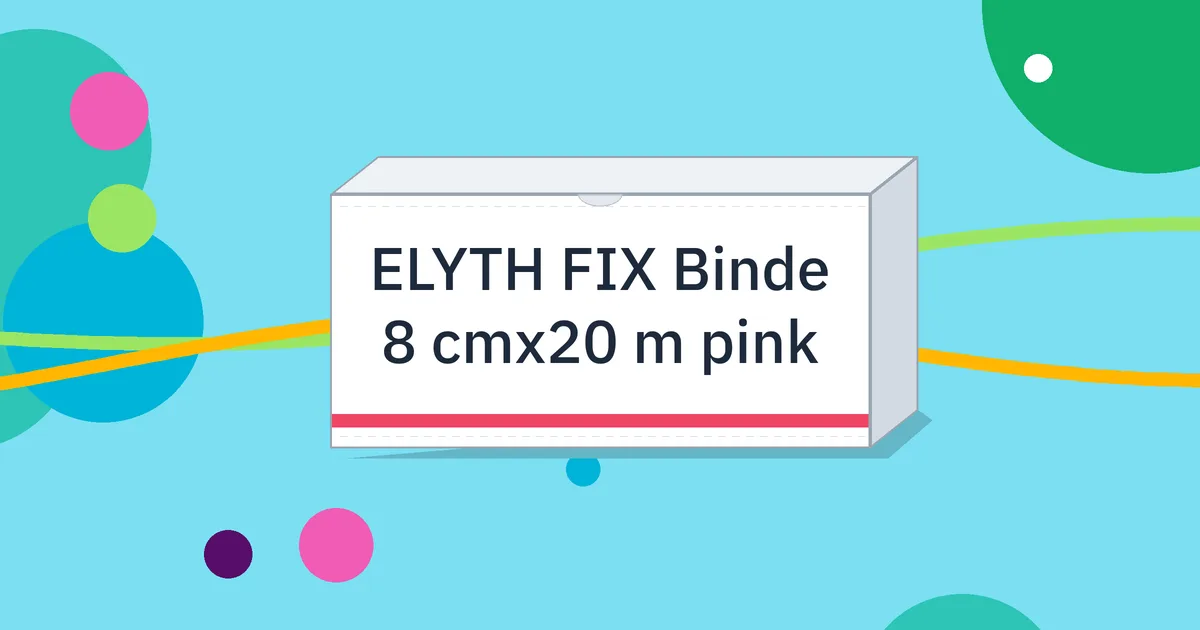 Symbolbild: Packung mit der Aufschrift ELYTH FIX Binde 8 cmx20 m pink (PZN 10537652) – Verfügbarkeit und Bezug in Apotheken in Frankfurt am Main