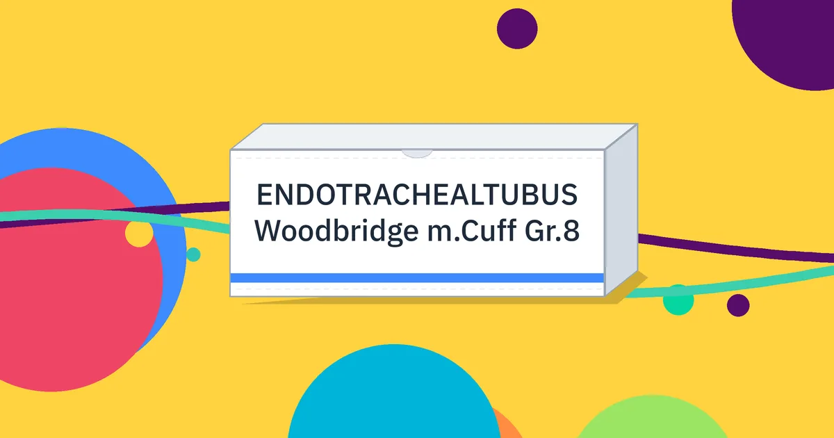 Symbolbild: Packung mit der Aufschrift ENDOTRACHEALTUBUS Woodbridge m.Cuff Gr.8 (PZN 04877792) – Verfügbarkeit und Bezug in Apotheken in Frankfurt am Main