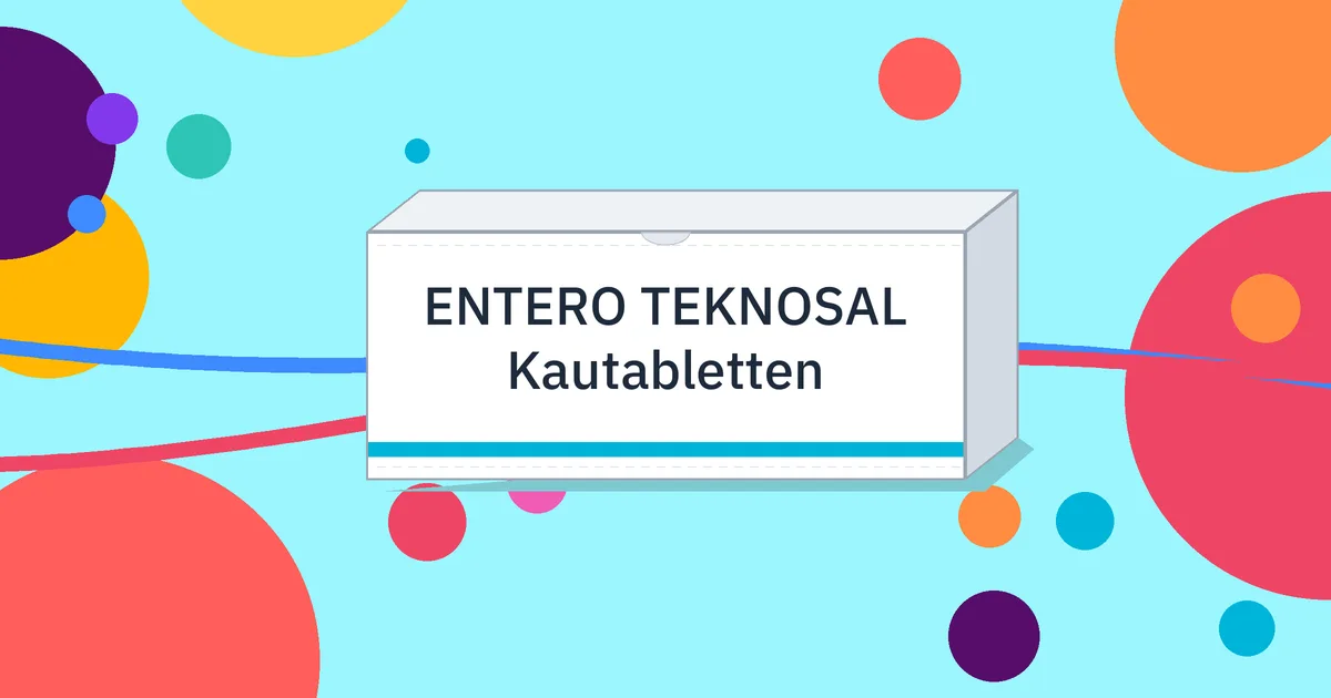 Symbolbild: Packung mit der Aufschrift ENTERO TEKNOSAL Kautabletten (PZN 02537046) – Verfügbarkeit und Bezug in Apotheken in Frankfurt am Main