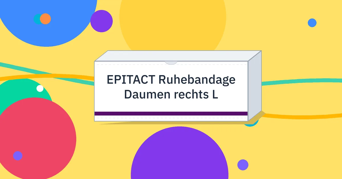 Symbolbild: Packung mit der Aufschrift EPITACT Ruhebandage Daumen rechts L (PZN 14290295) – Verfügbarkeit und Bezug in Apotheken in Frankfurt am Main
