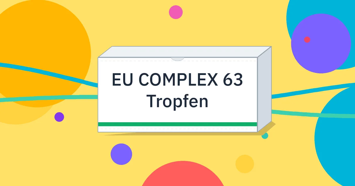 Symbolbild: Packung mit der Aufschrift EU COMPLEX 63 Tropfen (PZN 18351177) – Verfügbarkeit und Bezug in Apotheken in Frankfurt am Main