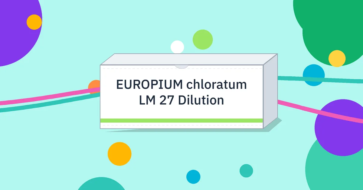 Symbolbild: Packung mit der Aufschrift EUROPIUM chloratum LM 27 Dilution (PZN 13484324) – Verfügbarkeit und Bezug in Apotheken in Frankfurt am Main