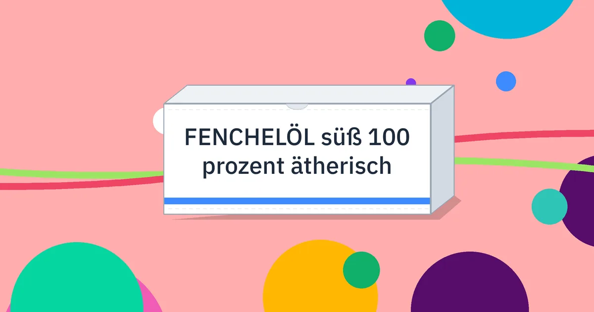 Symbolbild: Packung mit der Aufschrift FENCHELÖL süß 100 prozent ätherisch (PZN 07205521) – Verfügbarkeit und Bezug in Apotheken in Frankfurt am Main