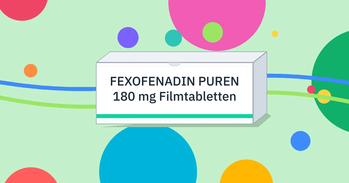Symbolbild: Packung mit der Aufschrift FEXOFENADIN PUREN 180 mg Filmtabletten (PZN 19398169) – Verfügbarkeit und Bezug in Apotheken in Frankfurt am Main