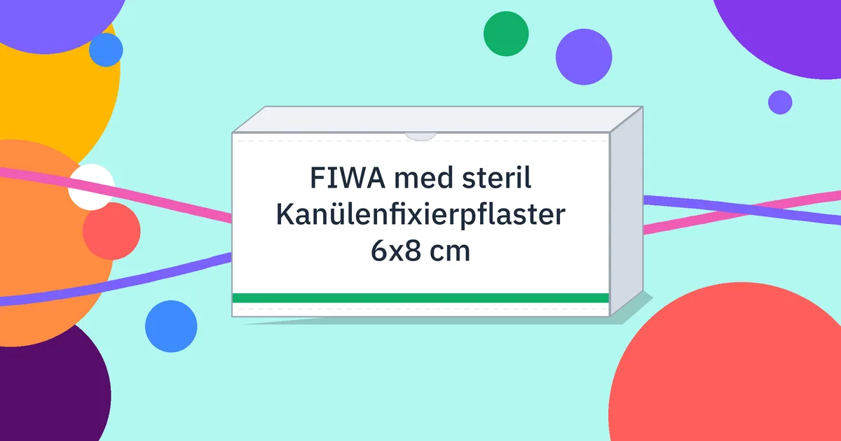 Symbolbild: Packung mit der Aufschrift FIWA med steril Kanülenfixierpflaster 6x8 cm (PZN 20014027) – Verfügbarkeit und Bezug in Apotheken in Frankfurt am Main